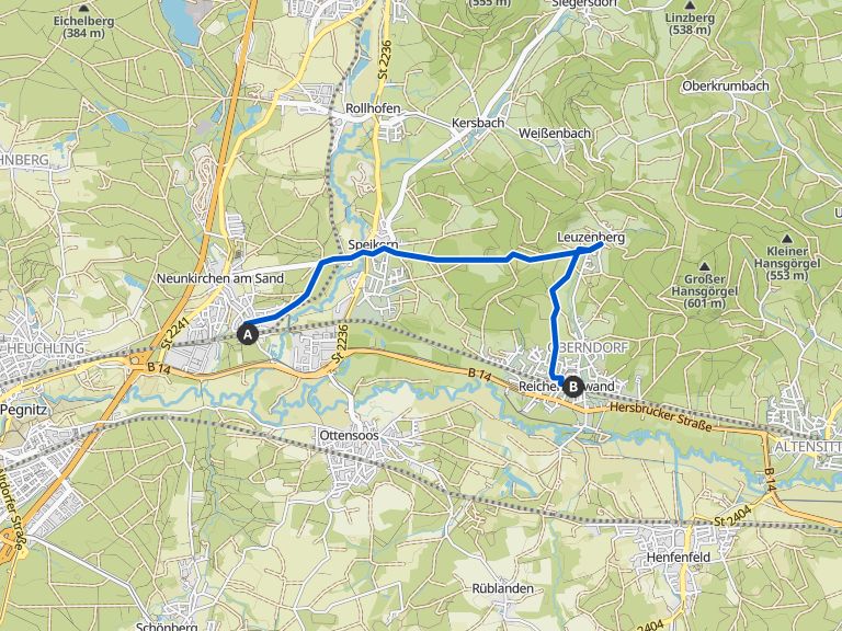 Von Bhf. Neunkirchen am Sand über Leuzenberg nach Reichenschwand ...